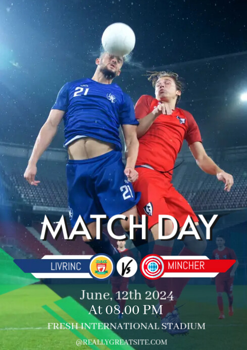 blue red match day soccer poster Template | PosterMyWall