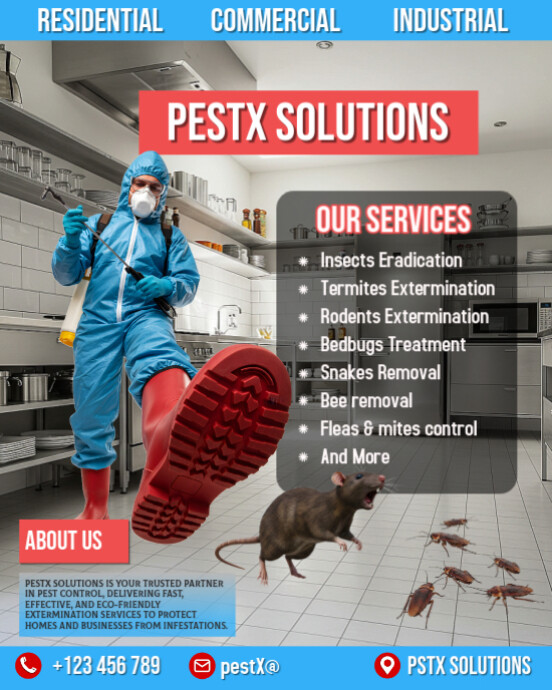 BLUE RED PEST CONTROL EXTERMINATION Template | PosterMyWall