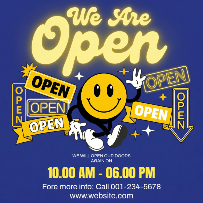 Plantilla de Blue Reopening Announcement Instagram Post | PosterMyWall