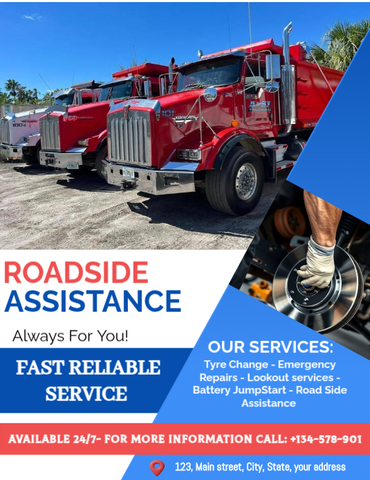 Modèle Blue Roadside Assistance Flyer | PosterMyWall