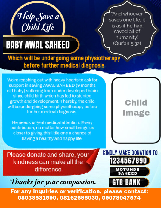 Copy of Blue Save A Child Life Editable Design Flyer (us Letter ...