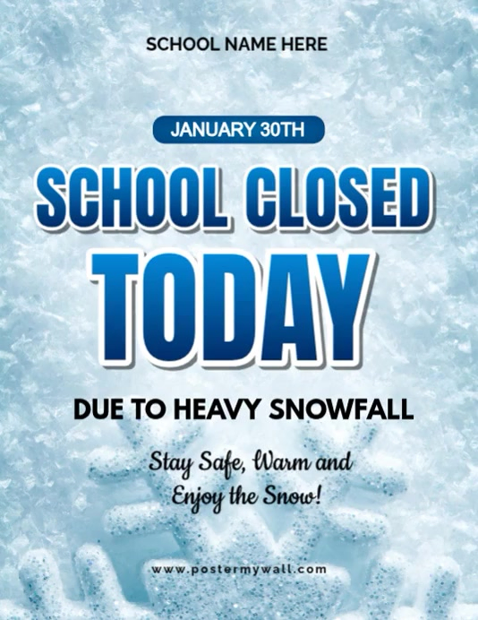 Blue School Closure Announcement Flyer Video Template | PosterMyWall