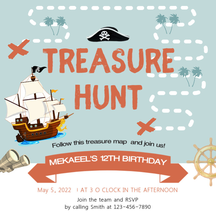 Copy of Blue sea treasure hunt design | PosterMyWall