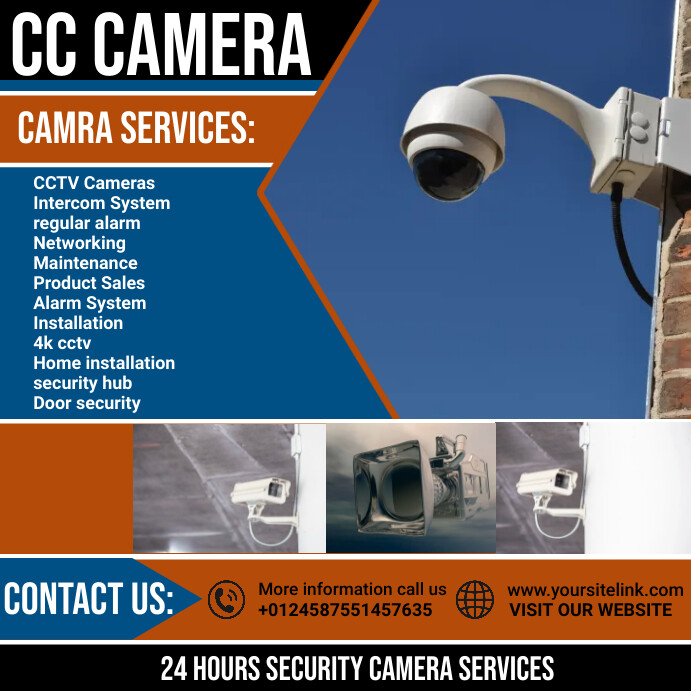 Blue Security Camra Flyer Instagram Post Template | PosterMyWall
