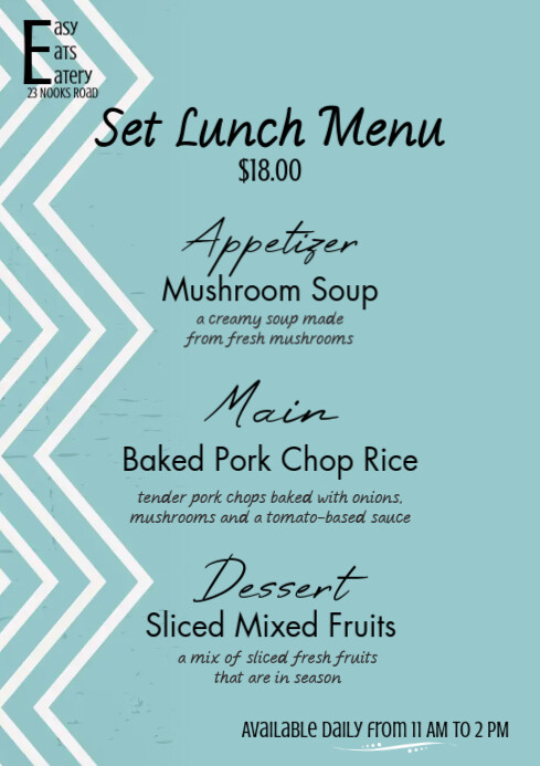 Copy of Blue Set Lunch Menu Design Template A4 | PosterMyWall