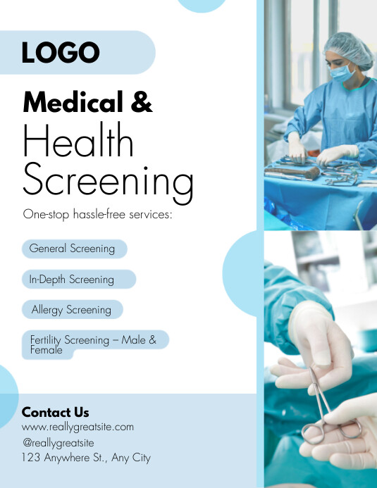 Blue Simple Medical & Health Screening Flyer Template | PosterMyWall