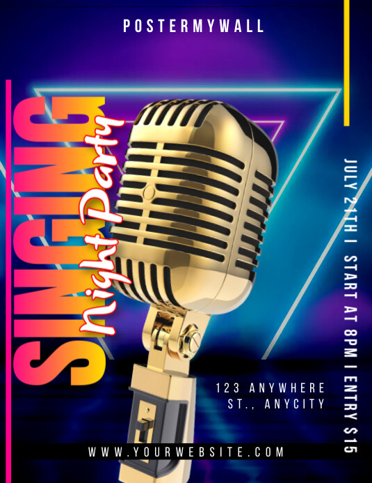 Blue Singing Party Pamflet (letter As) Template | PosterMyWall
