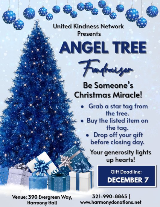 Blue Sky Angel Tree Fundraiser Flyer Template | PosterMyWall