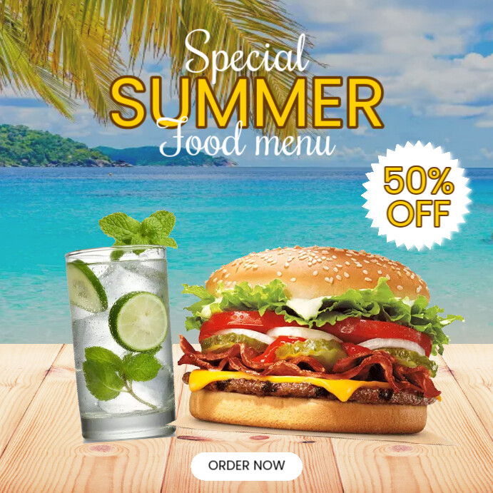 Plantilla de Blue sky summer food menu instagram post | PosterMyWall