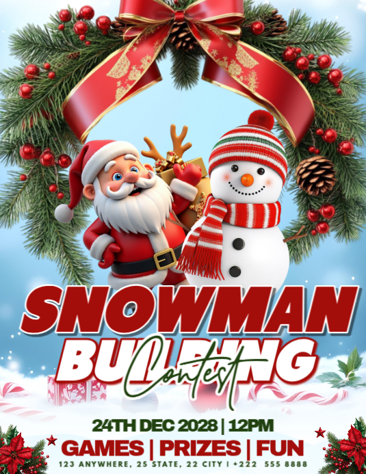Blue Snowman Building Contest Flyer (us Letter) Template | PosterMyWall