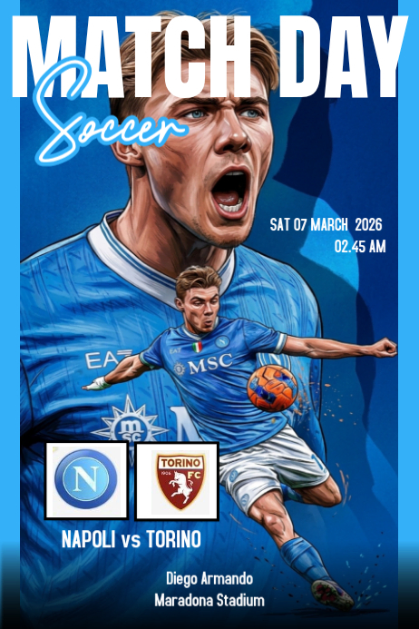 Blue Soccer Match Day Poster Template | PosterMyWall