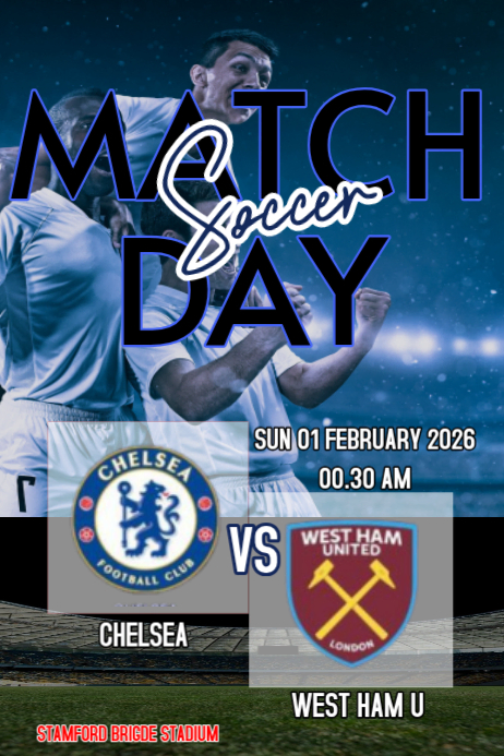 Blue Soccer Match Day Poster Template | PosterMyWall