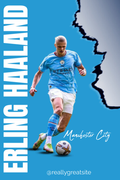 Blue Soccer Player Poster Template | PosterMyWall