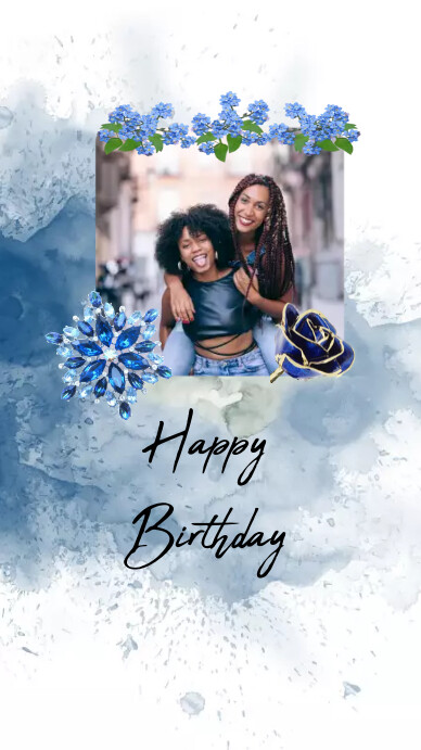 Blue soft happy birthday template | PosterMyWall