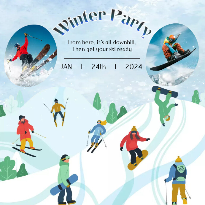 Blue soft mix winter party template | PosterMyWall
