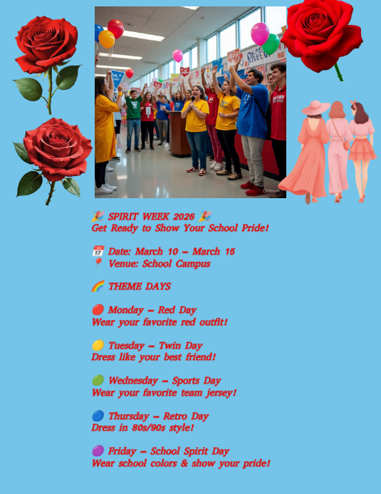 Blue Spirit Week Flyer Template | PosterMyWall