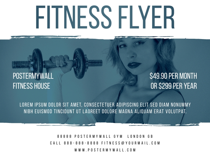 Blue Sport Fitness Gym Flyer Template | PosterMyWall