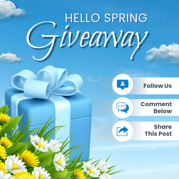 Blue Spring Giveaway Instagram Post Template | PosterMyWall