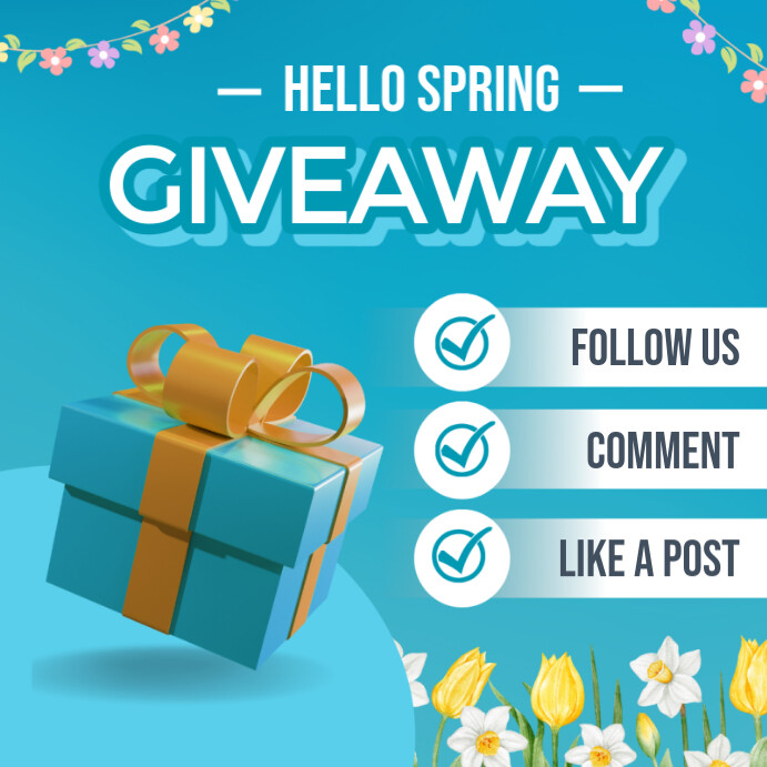 Blue Spring Giveaway Instagram Post Template | PosterMyWall