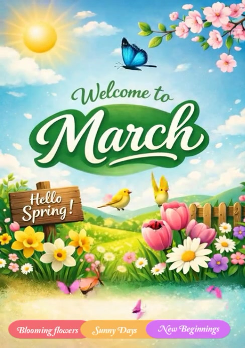 Blue Spring Welcome A4 Video Template | PosterMyWall