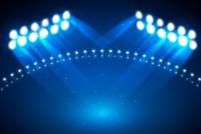 Blue stage lights arc background Template | PosterMyWall