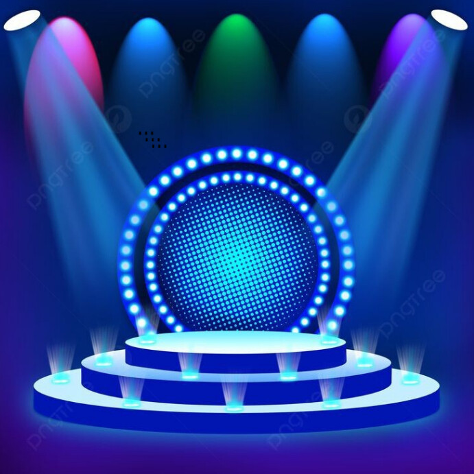 Blue Stage Podium With Lighting, Stage Podium Scene For Award Ceremony ...