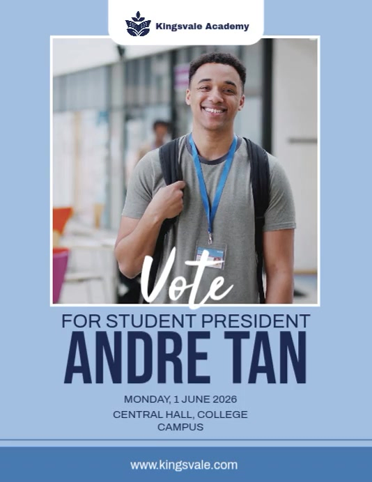 Blue Student Election Poster Template | PosterMyWall