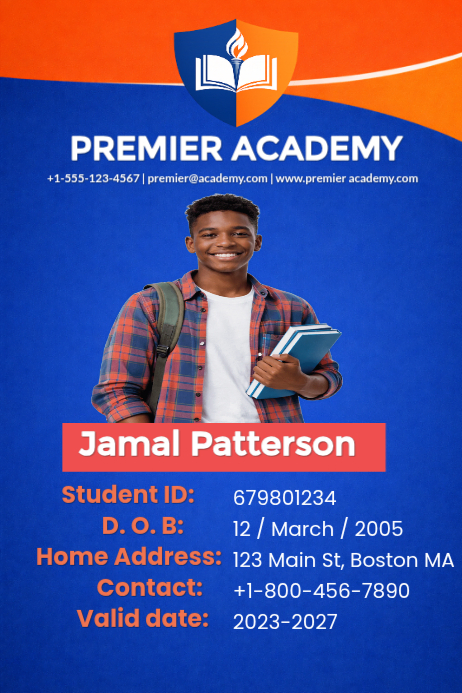 Modèle Blue Student Id Card Poster | PosterMyWall