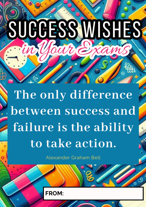 Blue Success Wishes Card Template A4 | PosterMyWall