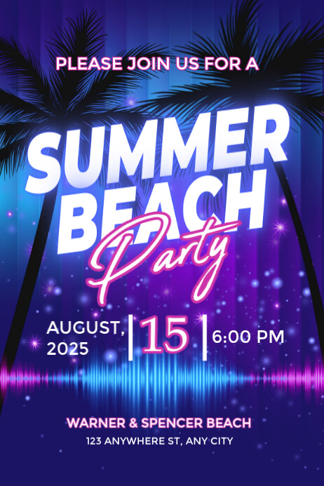 Modèle Blue Summer Beach Poster | PosterMyWall