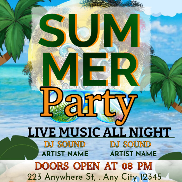 Modèle Blue Summer Party Invitation Instagram Post | PosterMyWall