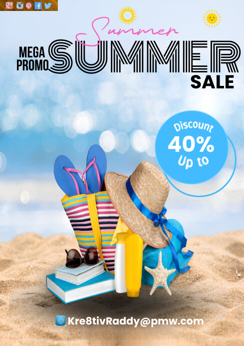 Blue Summer Promo Sale A4 Template | PosterMyWall