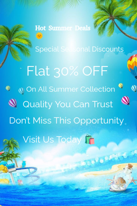 Blue Summer Sale Poster Template | PosterMyWall