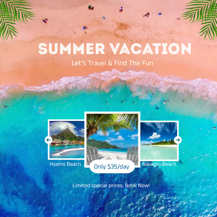 Blue Summer Vacation Instagram Post Templat | PosterMyWall
