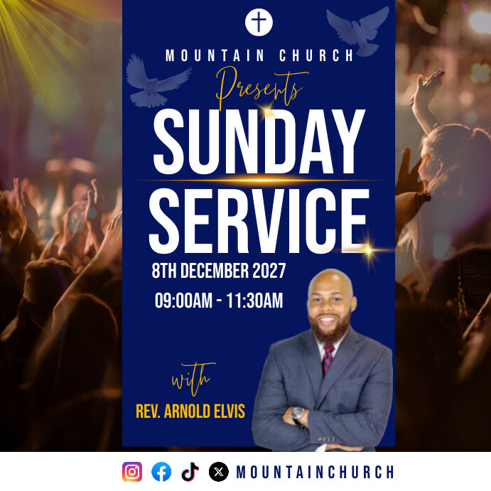 Copy of Blue Sunday Service Church Instagram Post | PosterMyWall