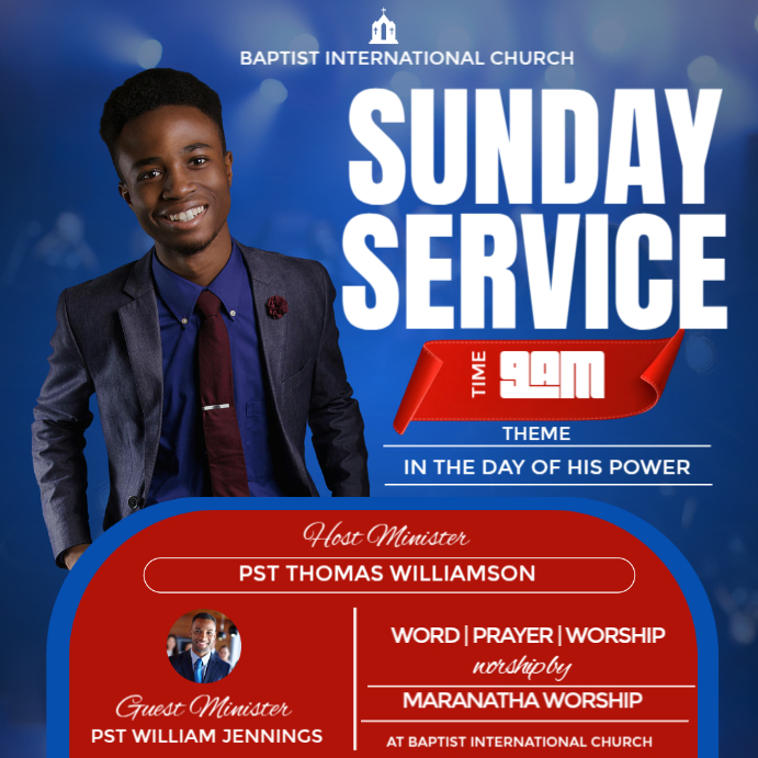 Blue Sunday Service Instagram Post Templat | PosterMyWall