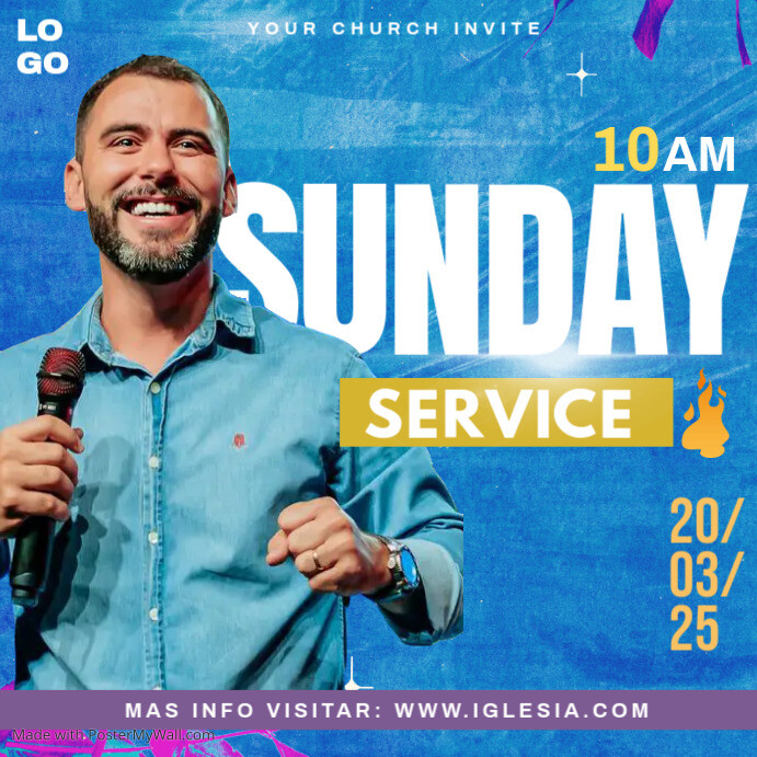 Copy of Blue Sunday Service Square (1:1) Square (1:1) | PosterMyWall