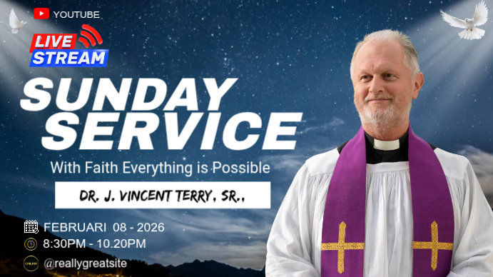 Blue Sunday Service YouTube Thumbnail Template | PosterMyWall