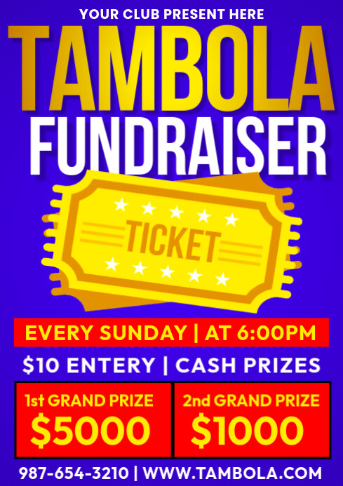 Blue Tambola Fundraiser A3 Template | PosterMyWall