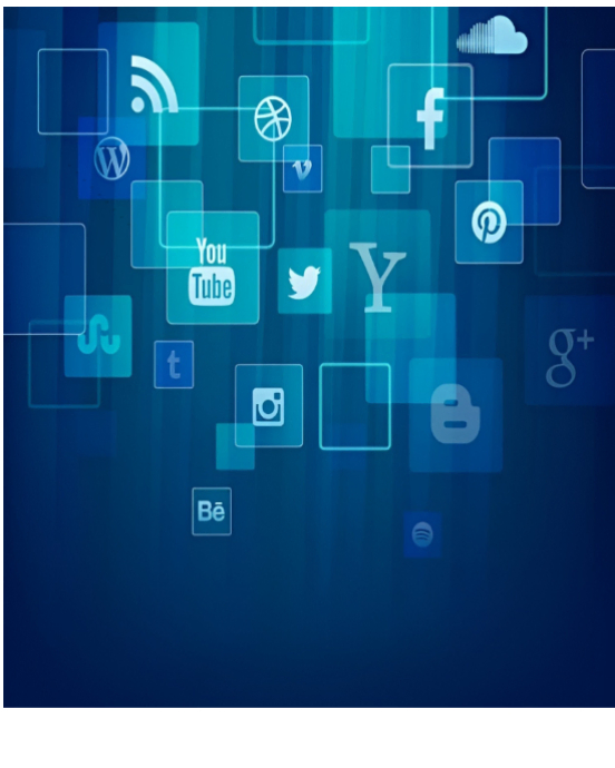 Blue tech style social media network layout Template | PosterMyWall