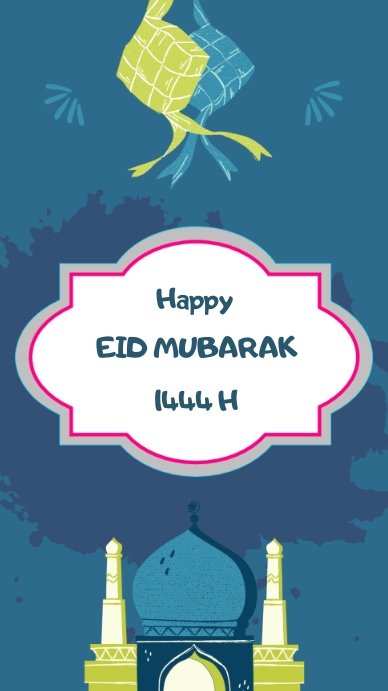 Blue Template Happy Eid Mubarak Instagram | PosterMyWall