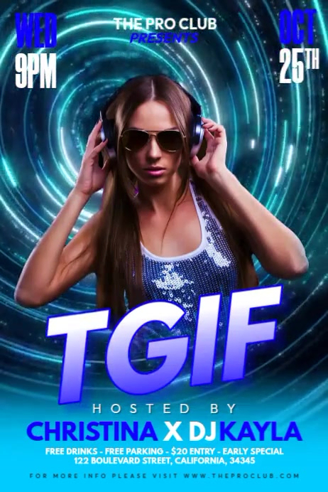 Blue TGIF Party Template | PosterMyWall