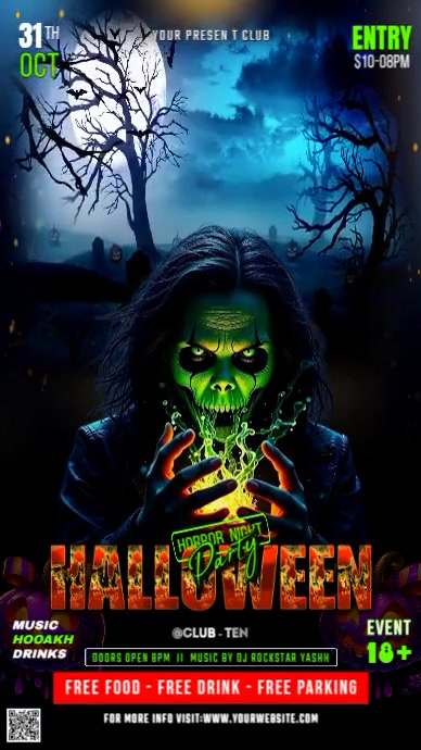 Blue Thriller Halloween Night Club Party Template | PosterMyWall