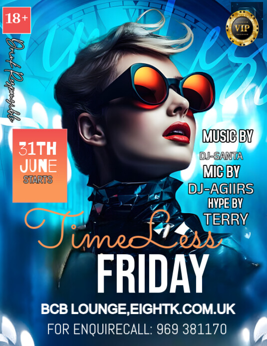Blue Timeless Friday Night Club Party Flyer Flyer (us Letter) Template ...