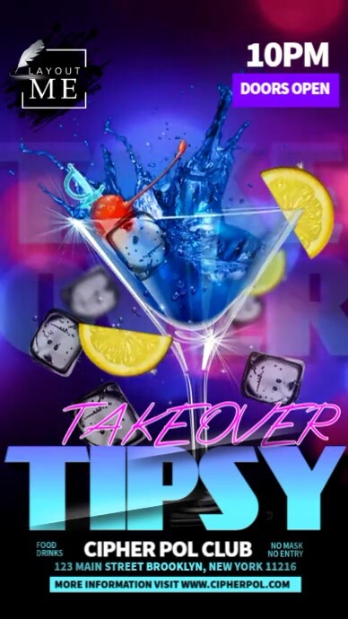 Blue Tipsy Night Templat | PosterMyWall