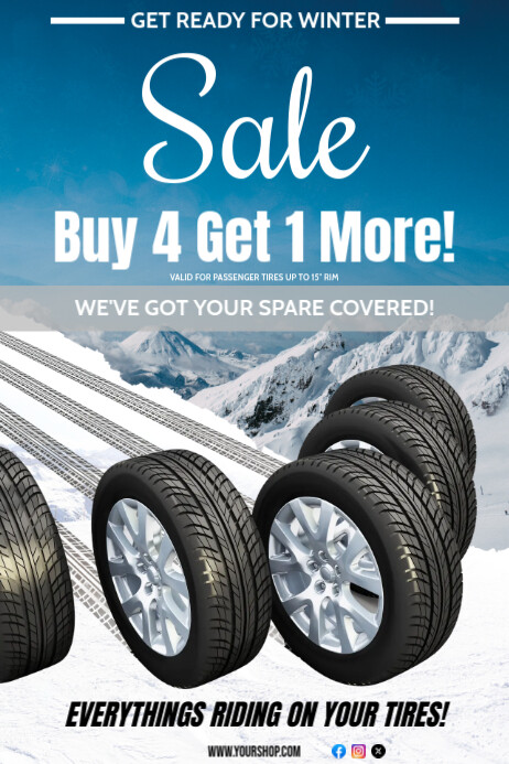 Blue Tire Sale Poster Ad Poster Template | PosterMyWall