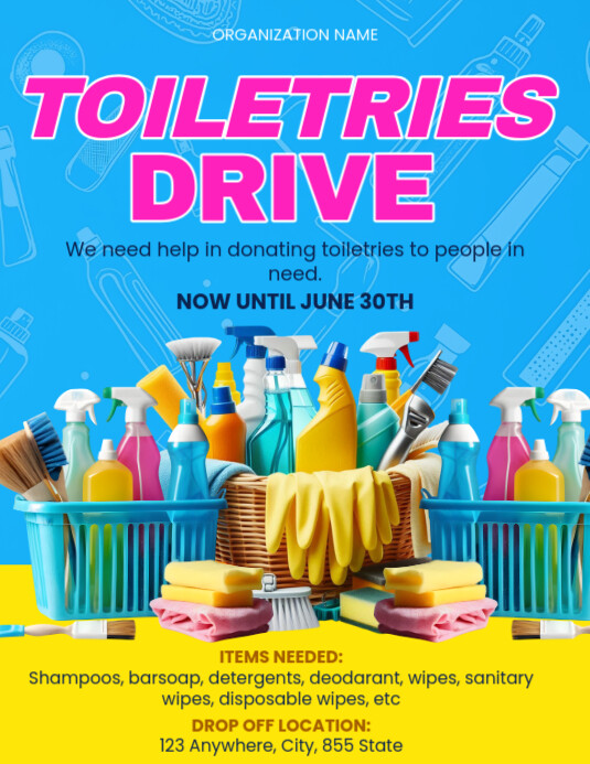 Copy of Blue Toiletries Drive Flyer (us Letter) | PosterMyWall