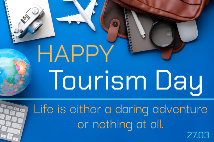 Blue Tourism Day Poster Template | PosterMyWall