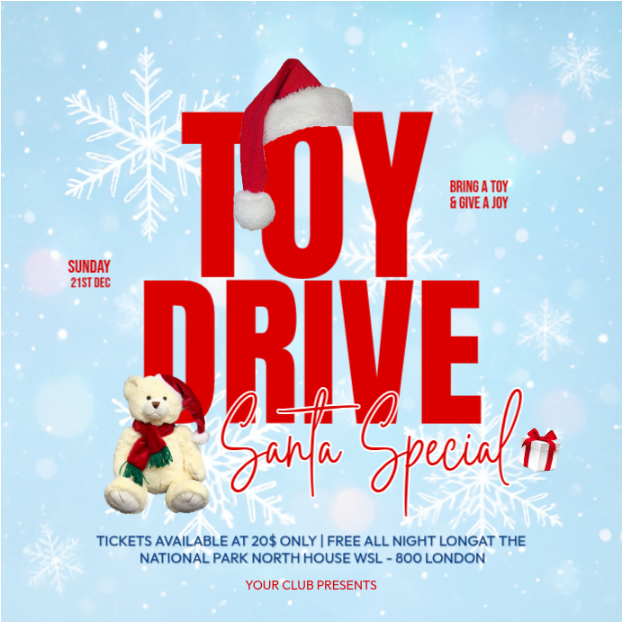 Plantilla de Blue Toy Drive Flyer Square (1:1) | PosterMyWall
