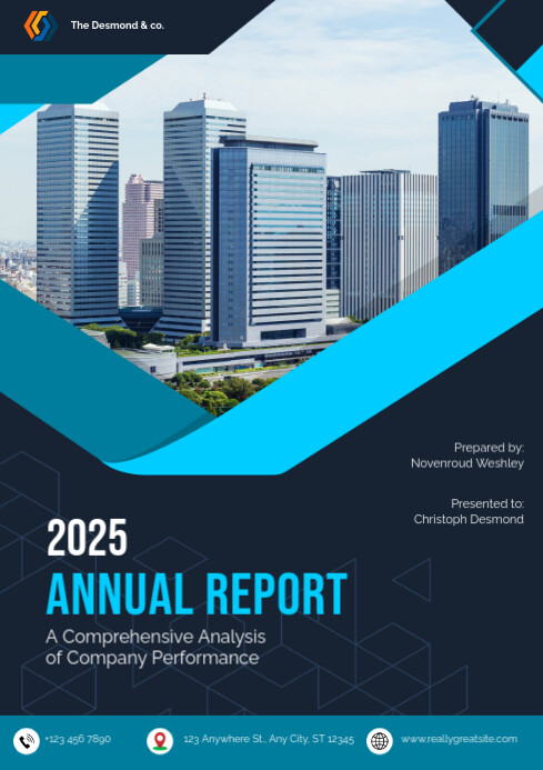 Copy of Blue Turquoise Modern Geometric Annual Report Business Proposal ...
